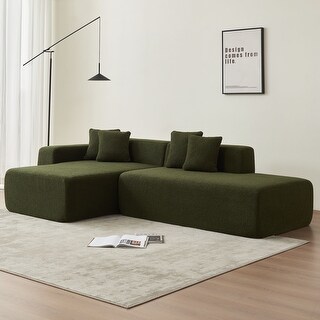 Green 2pc Chaise Loveseat Set Convertible L-shaped Sectional Sofa - Bed Bath & Beyond - 40987644
