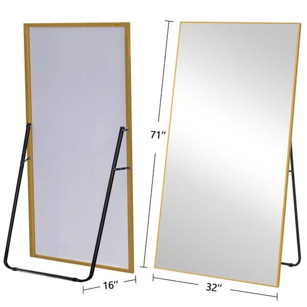 Glam Large Rectangular Full-length Floor Mirror Wall Mount for Living ...