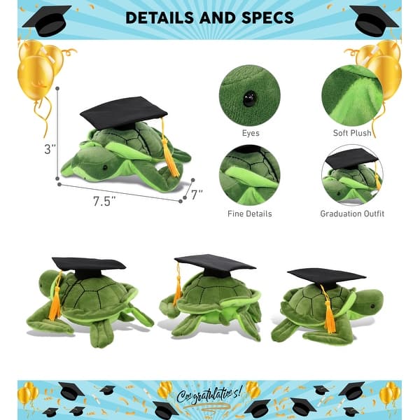 DolliBu Sea Turtle Graduation Plush Toy with Graduation Cap w/ Tassel ...