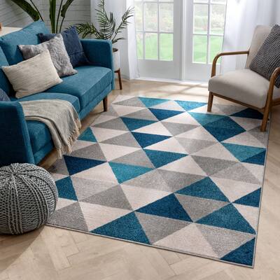 Well Woven Mid-century Modern Geometric Triangles Area Rug - Overstock ...