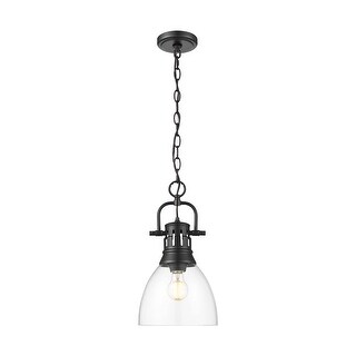 Duncan Small Pendant with Chain in Matte Black with Clear Glass - Bed ...
