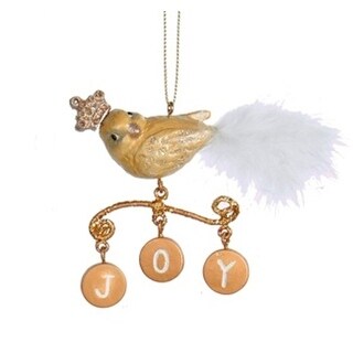4" Gold Bird with Dangling Inspirational "JOY" Christmas Ornament - N/A ...