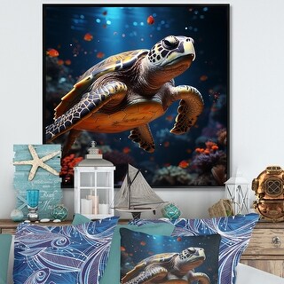 Designart "Cosmic Art Style Featuring A Turtle On A Cosmic M 1F5224Ad ...