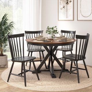 Bush Furniture West End 45W Dining Table with 4 Spindle Dining Chairs ...