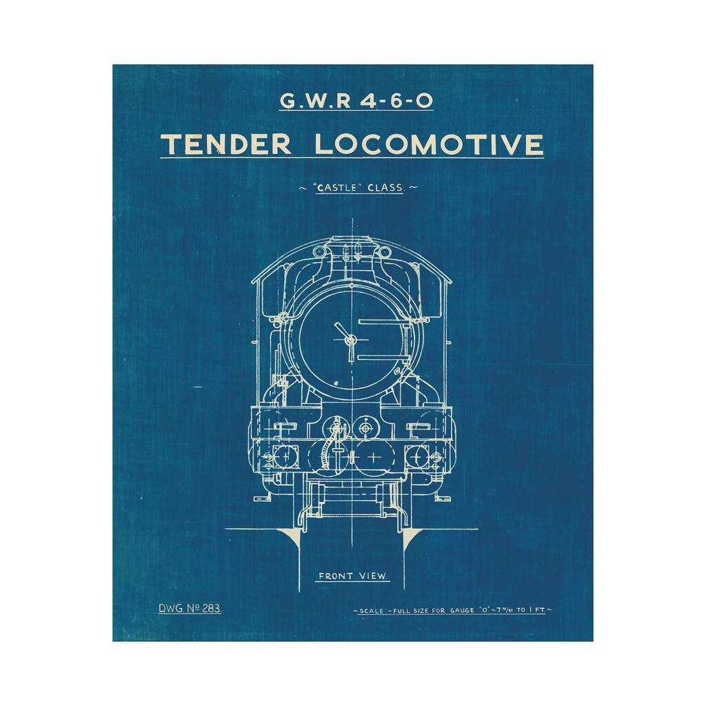 Locomotive Blueprint II (50 x 40) Canvas Art Print - Overstock - 39290891