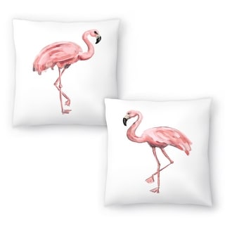 Pink Flamingo and Pink Painted Flamingo - Set of 2 Decorative Pillows ...