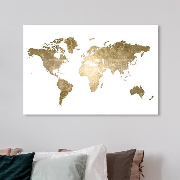 Oliver Gal 'Hipster Mapa Mundi Gold' Maps and Flags Wall Art Canvas ...