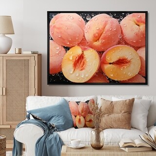 Designart "Fruit Peachykeen Pointillism Dot I" Food & Beverage Framed ...