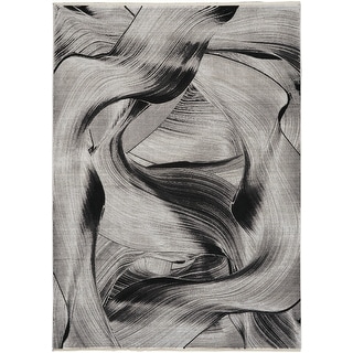 Calvin Klein Balian Abstract Grey/Black Area Rug - Bed Bath & Beyond ...