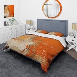 Designart "Orange Abstract fire chaos art II" Abstract Painting Bedding ...