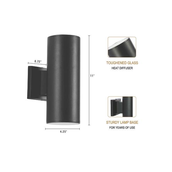 Defong 11-Inch Integrated LED Outdoor Wall Sconce - Black - Bed Bath ...