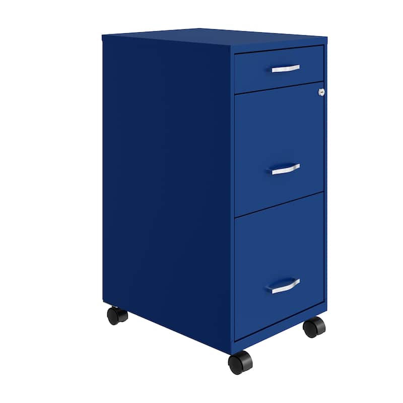 Space Solutions 18" Deep 3 Drawer Mobile Metal File Cabinet, Navy ...