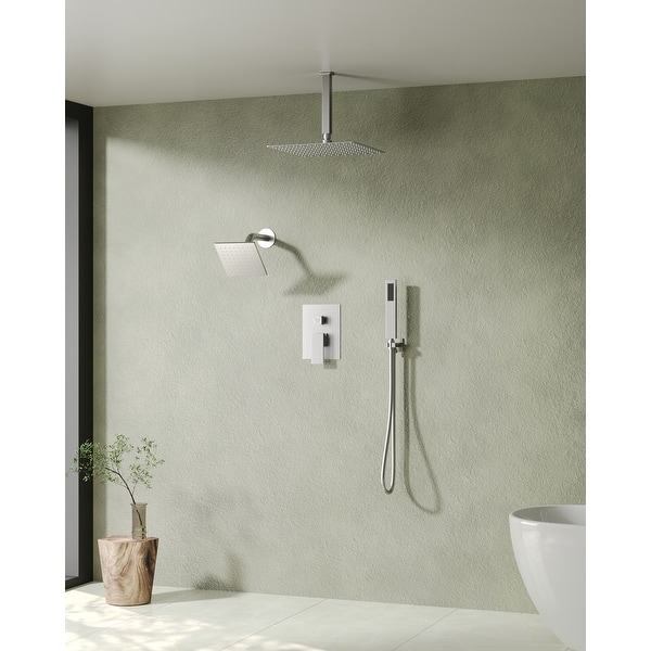 Dual Heads 10" Rainfall & High Pressure 6" Shower System with Handheld ...