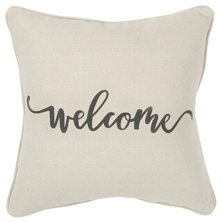 Gray Cream Welcome Decorative Throw Pillow - Bed Bath & Beyond - 36542730