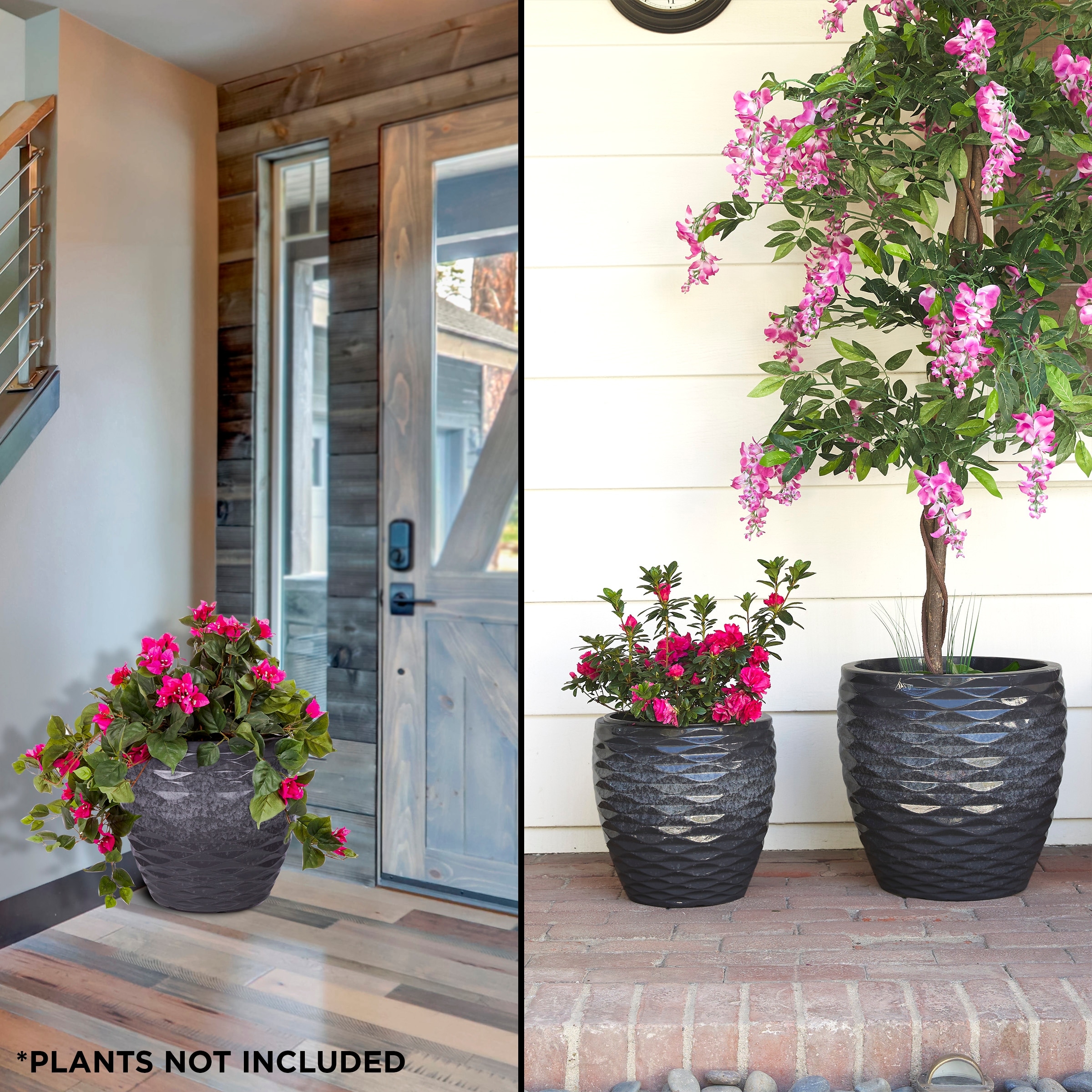 Alpine Corporation Indoor/Outdoor Stone-look Planters with Drainage ...