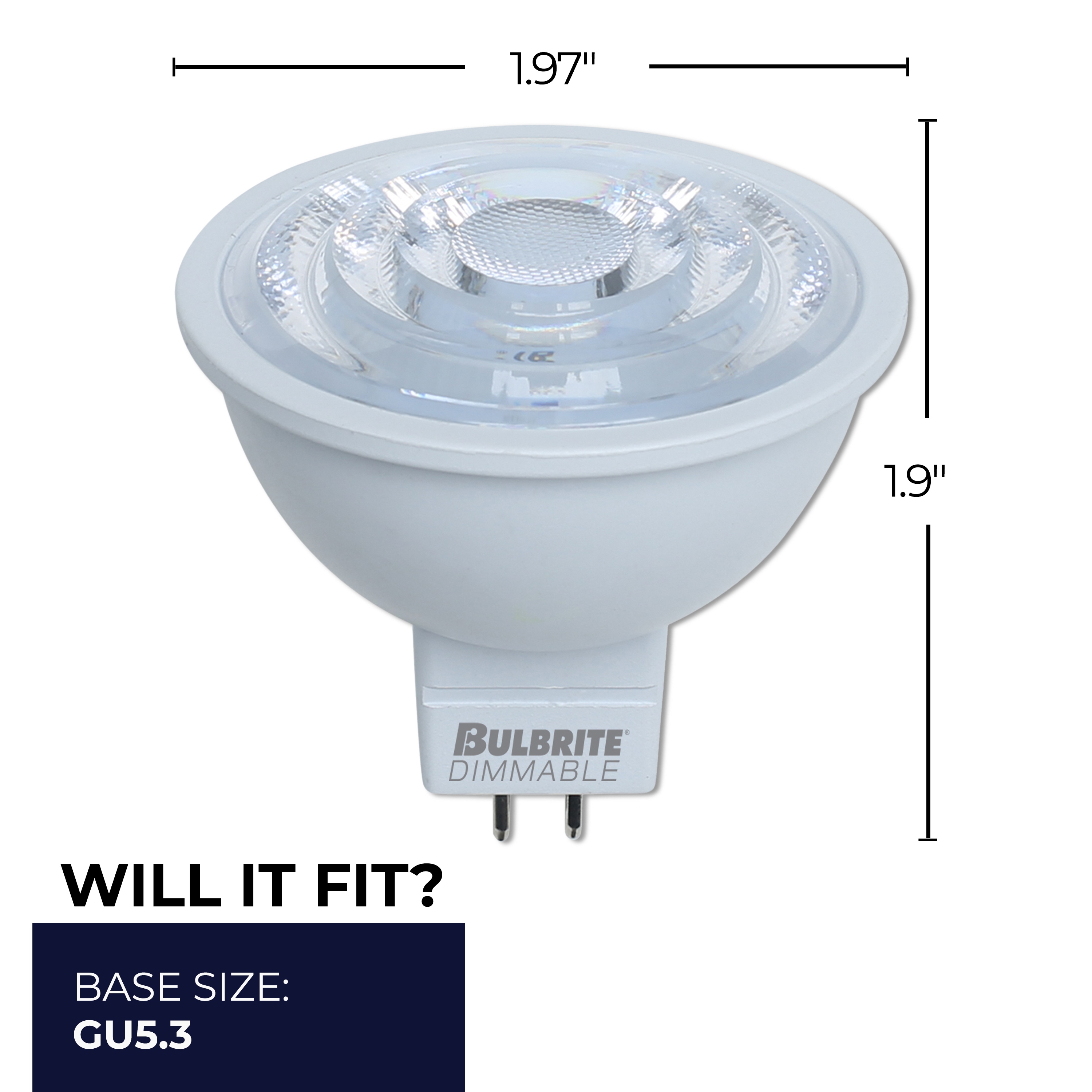 Bulbrite Pack Of 4 6 5 Watt Dimmable Flood Mr16 Bi Pin Gu5 3 Led