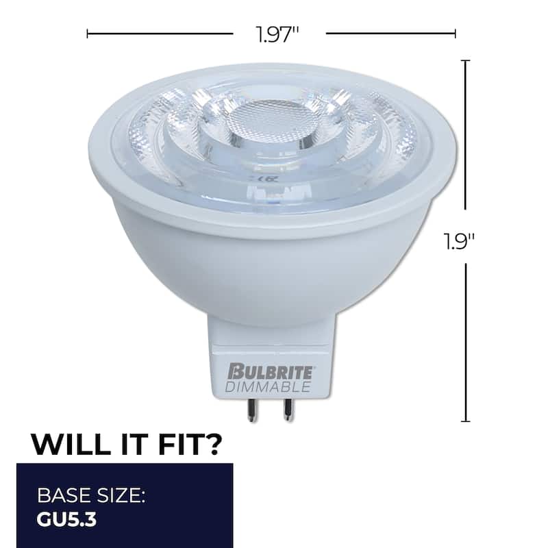 Bulbrite Pack Of 4 6 5 Watt Dimmable Flood Mr16 Bi Pin Gu5 3 Led