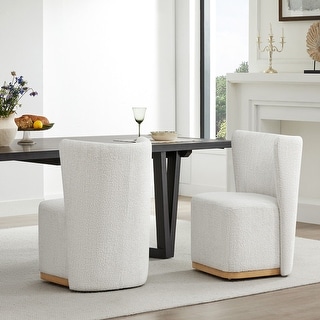 Kevin Modern Wingback Dining Chairs with Casters&Wood Base Set of 2 ...