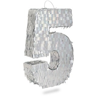 Small Silver Foil Number 5 Pinata for Kids 5th Birthday Party ...