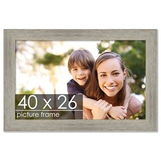40x26 Distressed/Aged Contrast Grey Complete Wood Picture Frame with UV ...