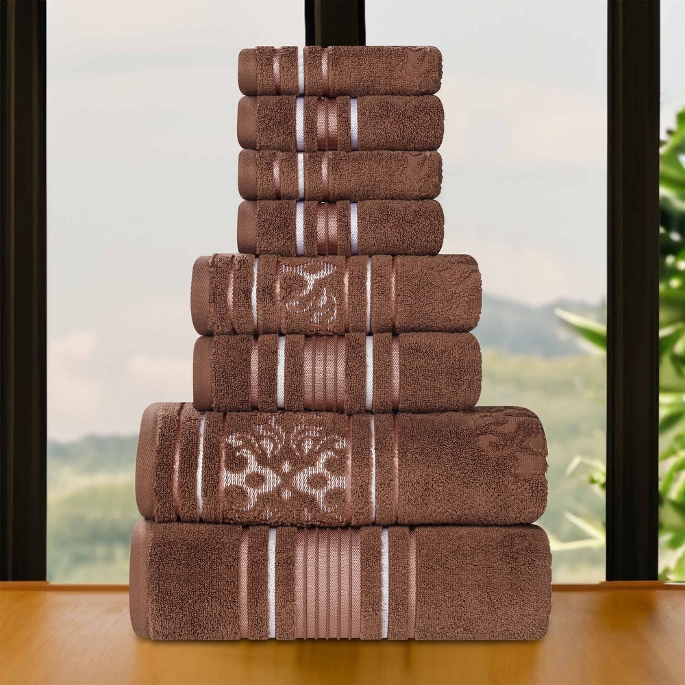 dark brown patterned towels