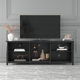 Black TV Console Storage Entertainment Center Cabinets/ Control Table ...