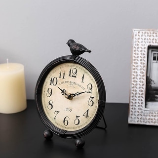 Metal Analog Desk Clock with Feet Stand for Living Room Decor - Bed ...