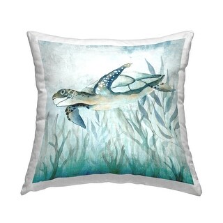 Stupell Sea Turtle Swimming Decorative Printed Throw Pillow Design by ...