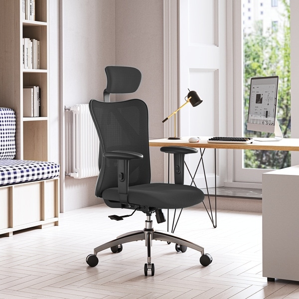 Padded Mid Back Office Chair with Armrest Big Desk Chair - N/A - On ...