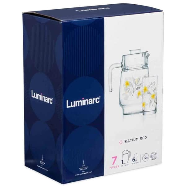 Luminarc Ikatium Yellow 1.7Qt Pitcher and Glass Set for 6 - Bed Bath ...