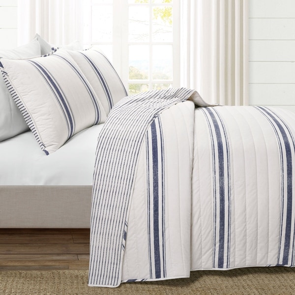 Lush Decor Farmhouse Stripe 3 Piece Quilt Set On Sale Bed Bath Beyond 33870191