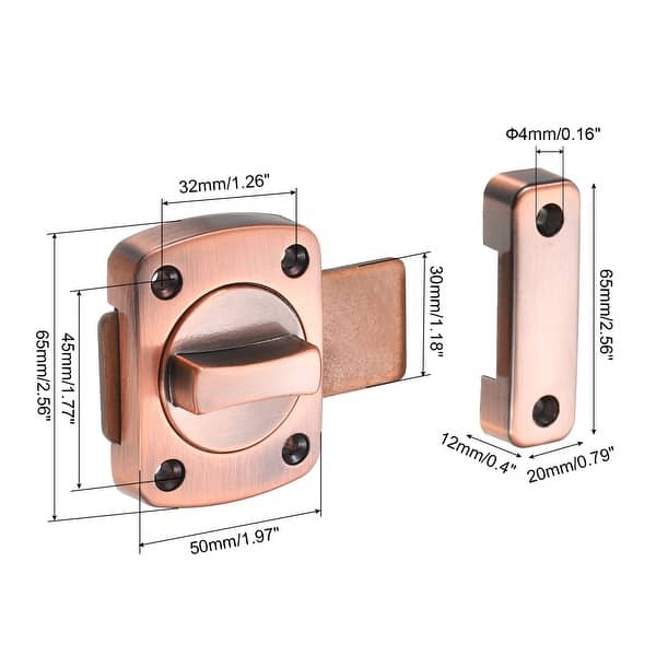 Rotate Bolt Latch, Zinc Alloy Door Lock Gate Latches, 2.6x2", 1Pcs ...