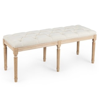 French Vintage Entryway Bench 47" Upholstered Dining Bench - 47" x 16 ...