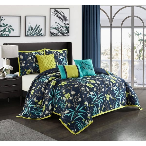Nanshing 6-Piece Botanical Firefly Print Comforter Set - Bed Bath ...