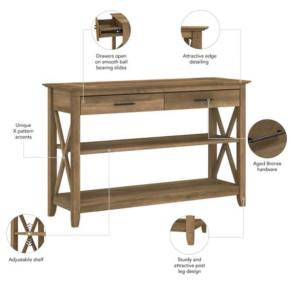 Key West Console Table with Drawers and Shelves by Bush Furniture - Bed ...