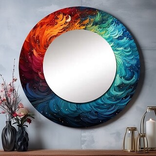 Designart "Colorful Storm Whirling Kaleidoscope II" Abstract Round ...