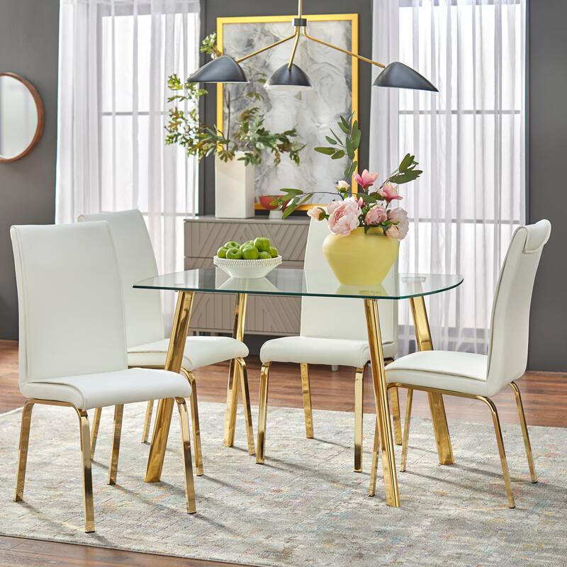 Simple Living Uptown Glam Gold Faux Leather Parsons Chairs (Set of 2 ...