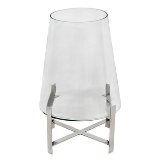 Lg. Glass Candle Holder w/ Silver Stand 11Dia -A - Polished Stainless S ...