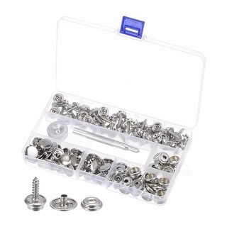 50 Sets Screw Snap Kit 15mm Stainless Steel Snaps Button with Tool ...