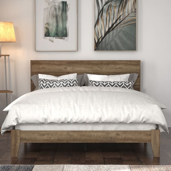 GALANO Layton Wood Frame Queen Platform Platform Bed with Headboard ...