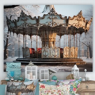 Designart "Carousel Winter Scenery In Paris" Carousel Wall Art - Bed ...