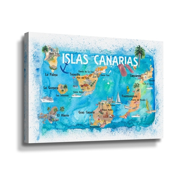 Islas Canarias Spain Illustrated Map with Landmarks and Highlights ...
