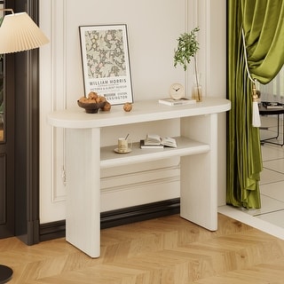 Elegant Console Table with Rounded Edges and Sturdy Shelf Design - Bed ...