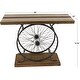Wood Bike Wide Slatted Top Console Table with Dual Wheel Frame and ...