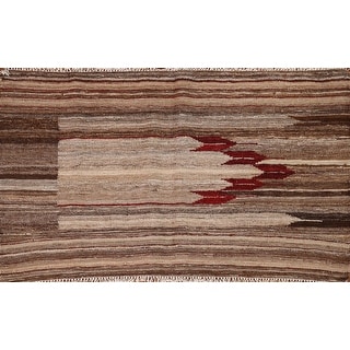 Earth Tone Kilim Modern Rug Flat-weave Stripe Wool Carpet - 2'3" x 4'3 ...