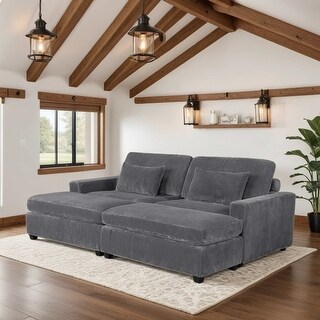 Apartment 90'' 2-Seat Soft Sofa Couch with 2-Pillows, Grey - Bed Bath ...