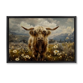 Stupell Cattle in Daisy Field Framed Floater Canvas Wall Art Design By ...