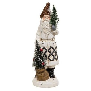 Resin Father Christmas w/Trees & Pine Cone Hat - 11.50 in. x 3.50 in. x ...