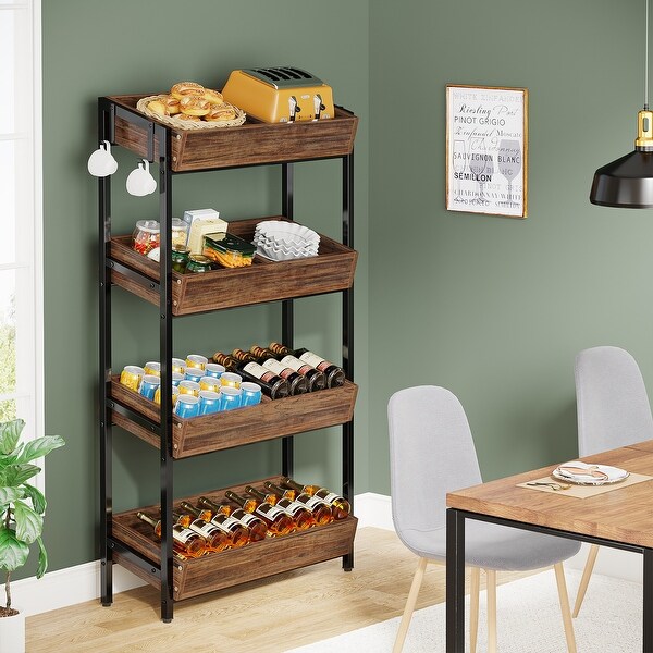 4 Tier Fruit and Vegetable Storage Rack Stand Wood Storage Shelf for Kitchen Dining Room N A On Sale Bed Bath Beyond 40246758