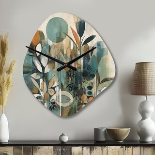 Orange And Green Abstract Bohemia III - Boho Feather Large Wall Clock ...